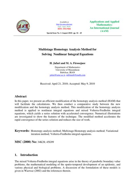Pdf Multistage Homotopy Analysis Method For Solving Nonlinear