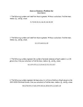 IB Math SL Intro To Statistics Problem Set By Carolina IB Math