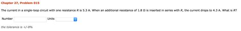 Solved Chapter 27 Problem 015 The Current In A Single Loop Chegg Com