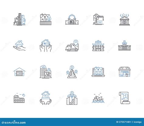 Portfolio Diversification Line Icons Collection Allocation Balance Hedging Spread Variety