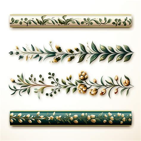Premium Ai Image Decorated Pattern Set For Frame And Border In Gold Tone For Prints And Web