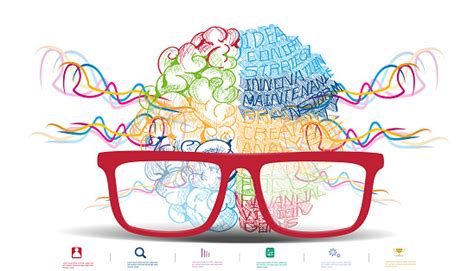 성공 창의력 아이디어와 계획을위한 안경 브레인 스토밍은 창조적 인 작품을 분석 생각 평면 디자인 일러스트 사람 뇌에 대한 스톡 벡터 아트 및 기타 이미지 Istock