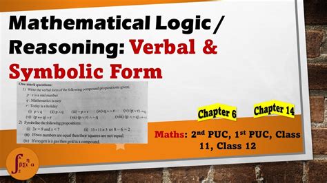 Mathematical Logic Mathematical Reasoning Part Examples On Verbal Symbolic Form Class