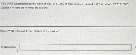 Solved What NaCl Concentration Results When ML Of A Chegg Com
