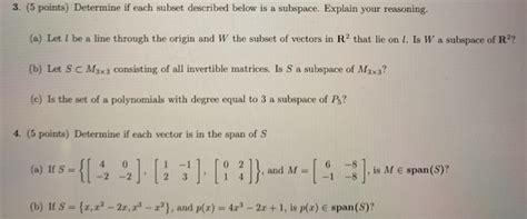 solved 3 5 points determine if each subset described
