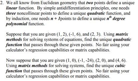 Solved We All Know From Euclidean Geometry That Two Chegg Com