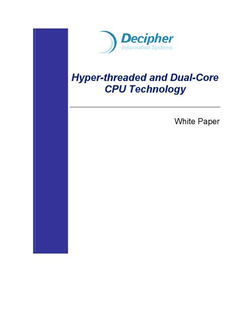 Hyper Threaded Dual Core Pdf Multi Core Processor Concurrency Computer Science