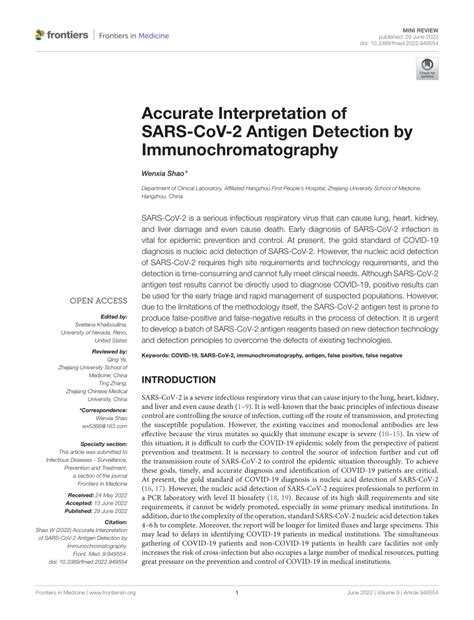Pdf Accurate Interpretation Of Sars Cov 2 Antigen Detection By