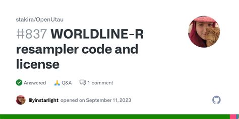 WORLDLINE R Resampler Code And License Stakira OpenUtau Discussion 837 GitHub