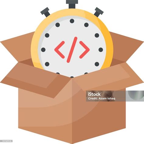 제품 전달 시간 개념 스톱워치 벡터 컬러 아이콘 디자인 흰색 배경 컴퓨터 프로그래밍 및 코딩 스톡 일러스트레이션의 소프트웨어 및