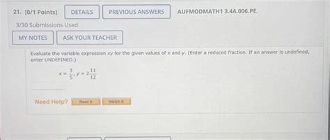 Evaluate The Variable Expression Xy For The Given