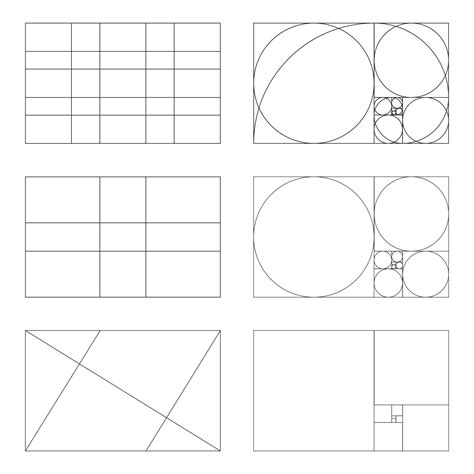 Golden Ratio Layout Set Method Golden Section Mockup Fibonacci Array