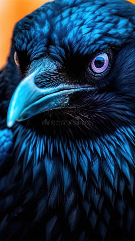 Spectacular Blue Eyed Raven In Extreme Closeup Stock Illustration