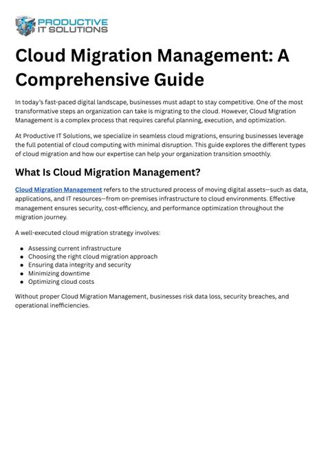 Ppt Cloud Migration Management A Comprehensive Guide Powerpoint Presentation Id14293938