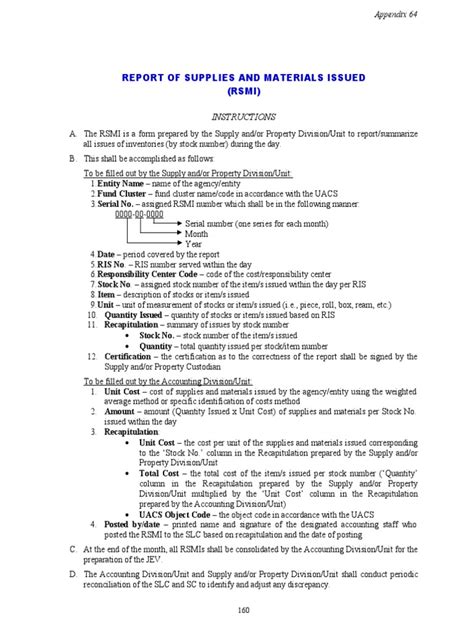 Appendix 64 Instructions Rsmi Pdf Business