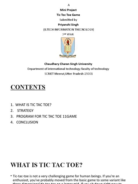 Mini Project Tic Toc Toe Game Priyanshi Singh Pdf Computing