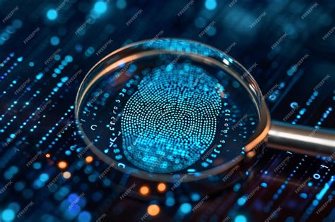 premium photo binary verification magnifying glass examines