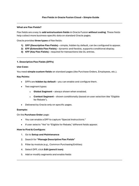Flex Fields In Oracle Fusion Cloud Simple Guide Pdf Computer