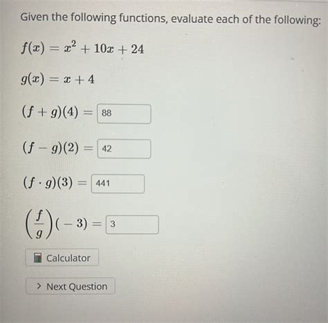 Given The Following Functions Evaluate Each Studyx