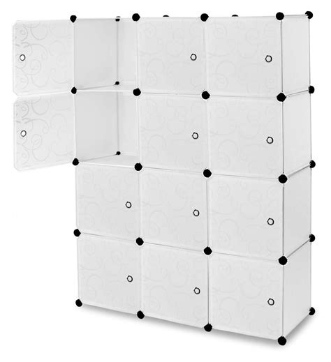 Cube Storage Organizer 12 Cubes Stackable Portable Closet Organizer Shelves Modular Cabinet