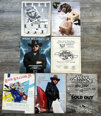Hank Williams Jr Ad Advert Clippings 7pc Lot 1988 Bocephus Outlaw