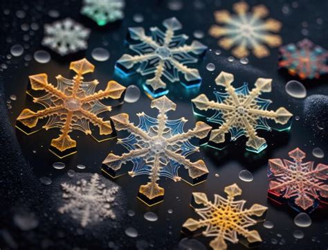 premium ai image colorful translucent snowflake on dark background