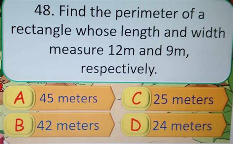 solved 48 find the perimeter of a rectangle whose length and width