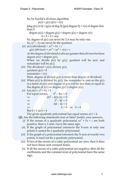 Ncert Exemplar For Class 10 Maths Chapter 2 Mathongo