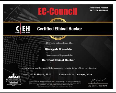 ceh cybersecurity vinayak kamble