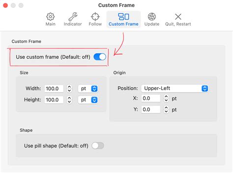 Indicator Size Configuration Showyedge