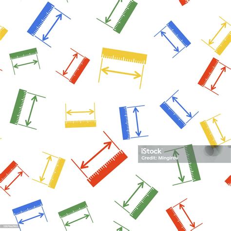 흰색 배경에 측정 높이와 길이 아이콘 격리 된 매끄러운 패턴을 색칠합니다 눈금자 직선 축척 기호 벡터 0명에 대한 스톡 벡터 아트 및 기타 이미지 Istock