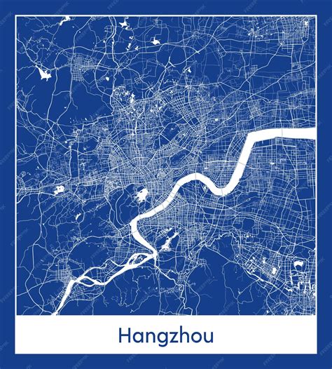 Premium Vector Hangzhou China Asia City Map Blue Print Vector