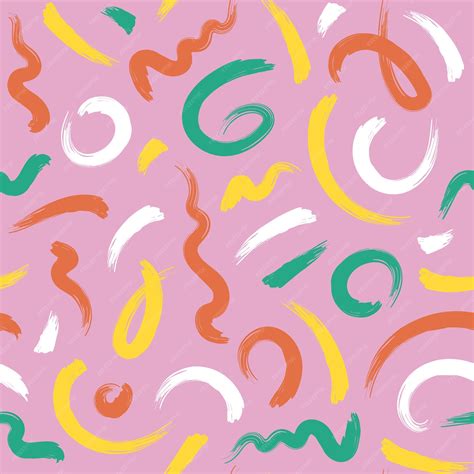 Premium Vector Seamless Colorful Pattern Of Squiggles On A Pink Background Brush Strokes