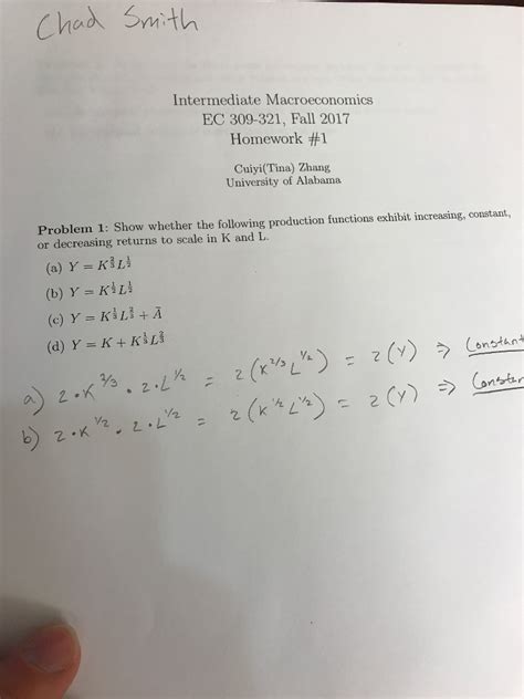 Solved Show Whether The Following Production Functions