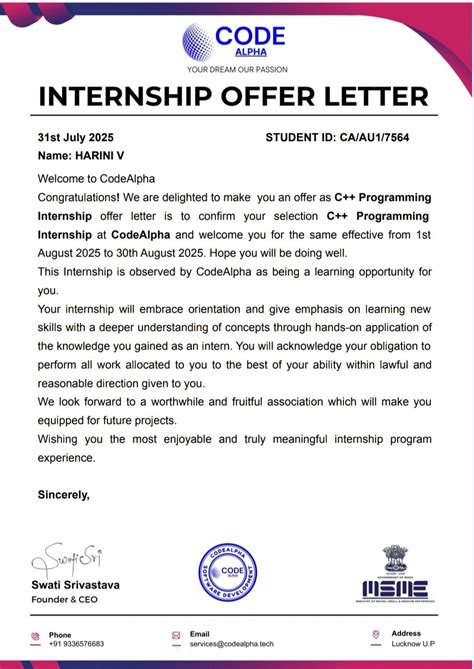 Internshipopportunity Cplusplus Softwaredevelopment Learningbydoing Harini V