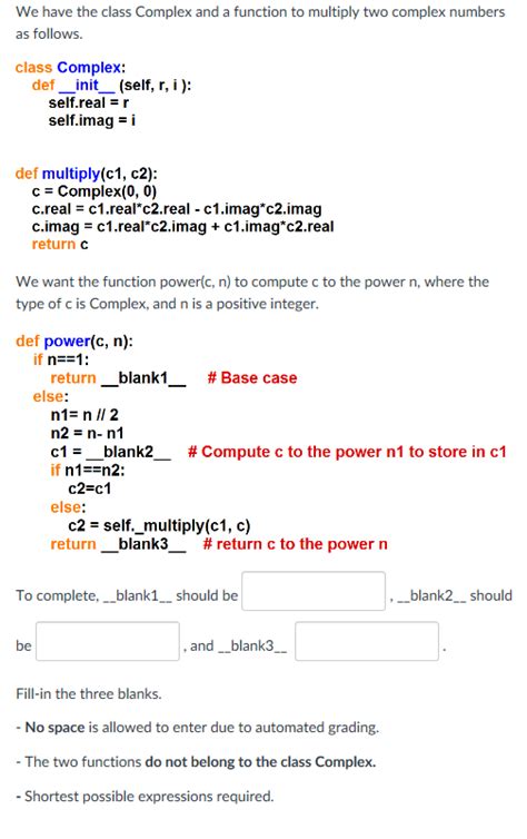 Solved We Have The Class Complex And A Function To Multiply
