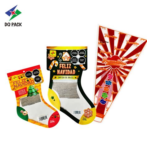 Custom Christmas Candy Packaging Bags Stocking Shaped Pouch Manufacturer