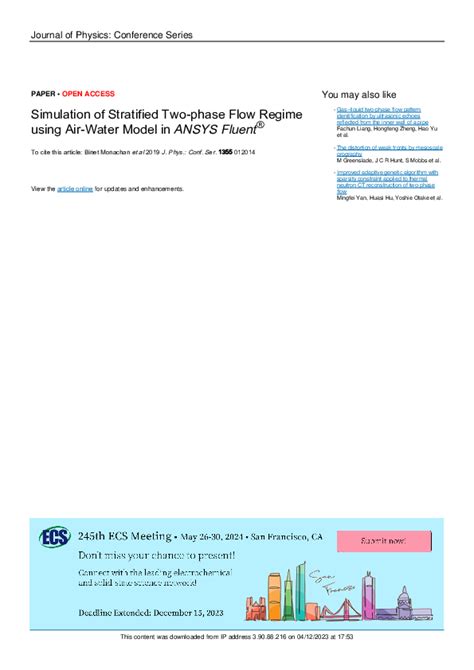 pdf simulation of stratified two phase flow regime using air water