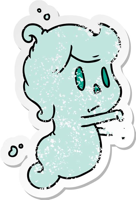 Distressed Sticker Cartoon Illustration Of A Kawaii Cute Ghost 45138589 Png