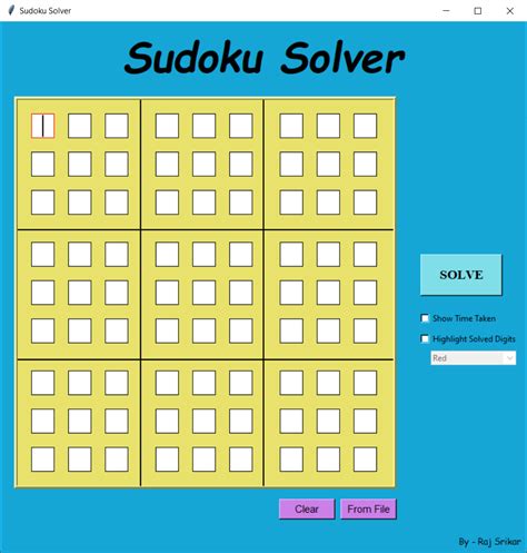 Github Raj Srikar Sudoku Solver Solves Sudoku Within Seconds Implemented Gui As Well