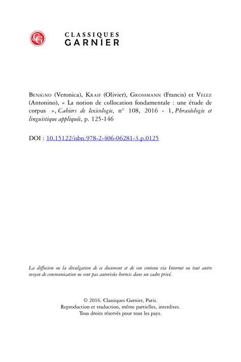 Pdf La Notion De Collocation Fondamentale Une étude De Corpus