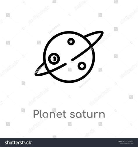 Outline Planet Saturn Vector Icon Isolated Black Simple Line Element Illustration From