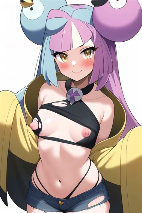 Rule 34 1girls Ai Generated Areolae Belly Button Blue Hair Blush Breasts Female Iono Pokemon