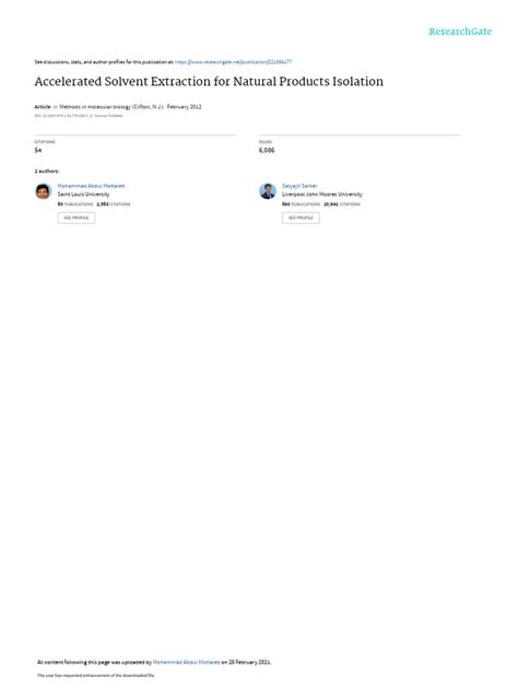 Accelerated Solvent Extraction For Natural Pdf Solvent High Performance Liquid Chromatography
