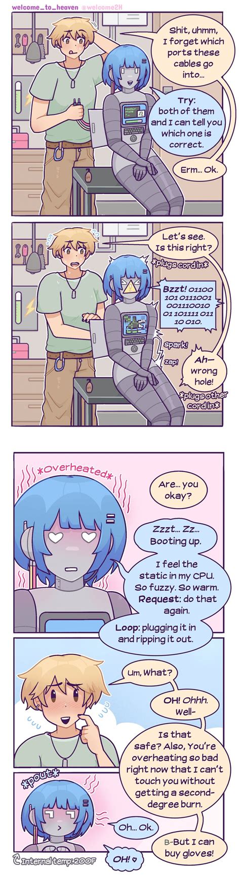 Rule 34 2girls Android Android Girl Aroused Binary Binary Code Black Nails Blonde Hair Blue