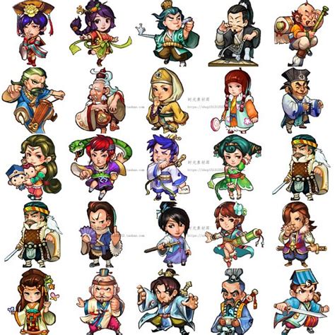 A669 中国风古装金庸武侠游戏q版卡通人物角色免扣图片设计素材 淘宝网