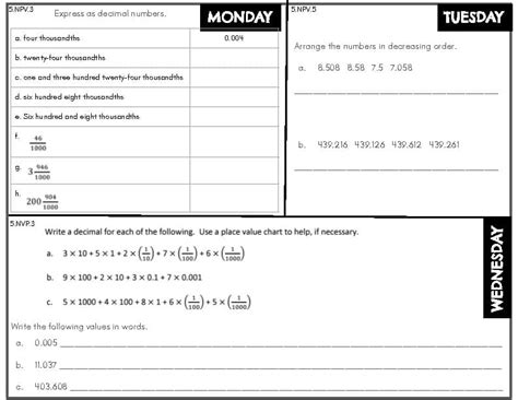 Decimals Bell Work Week 3 By Be More Math Y Tpt