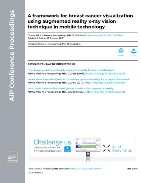 Pdf A Framework For Breast Cancer Visualization Using Augmented Reality X Ray Vision Technique