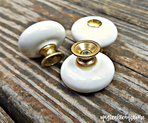Keeler Brass Co Off White Ceramic Knobs W Gold Accents Magical Beans Home