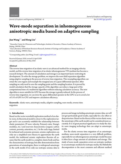 Pdf Wave Mode Separation In Inhomogeneous Anisotropic Media Based On